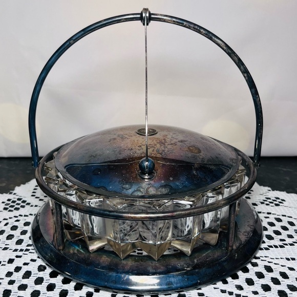 Accents | Vintage Crescent Silverware Crystal Candy Dish W Silverplate ...